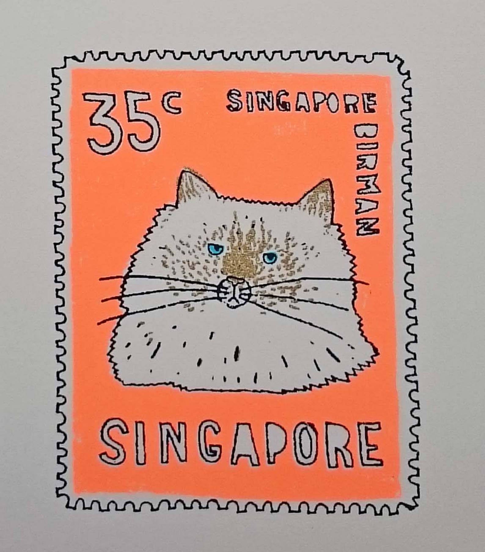 Cat Stamps Screenprint International Cats | Etsy