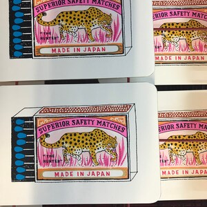 Leopard Vintage Matchbox Screen Print - "looking for Lunch" - Etsy