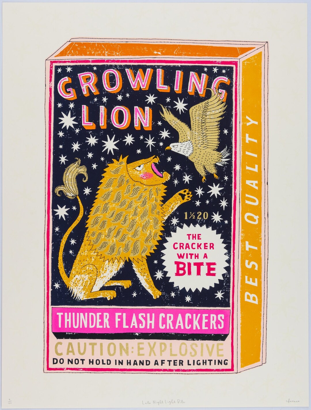 Lion and Eagle Firecracker Box Screen Print - Late Night Light Bite - Etsy