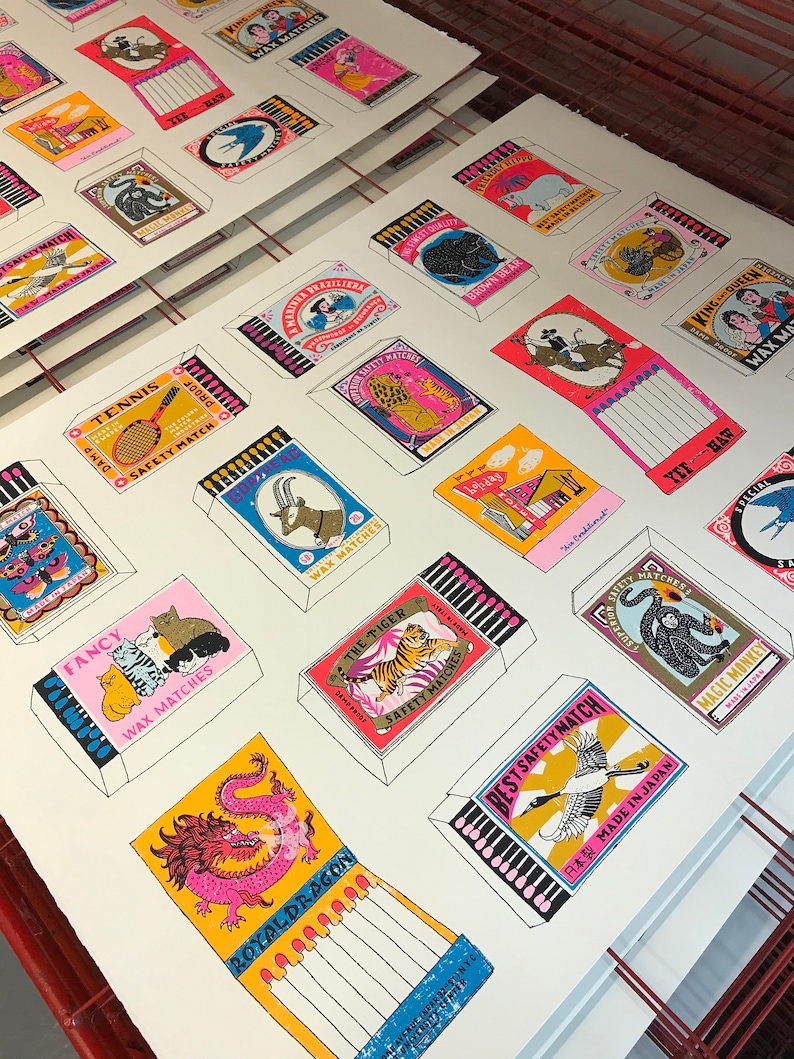 Vintage Matchbox Collection Screen Print Very Superior | Etsy