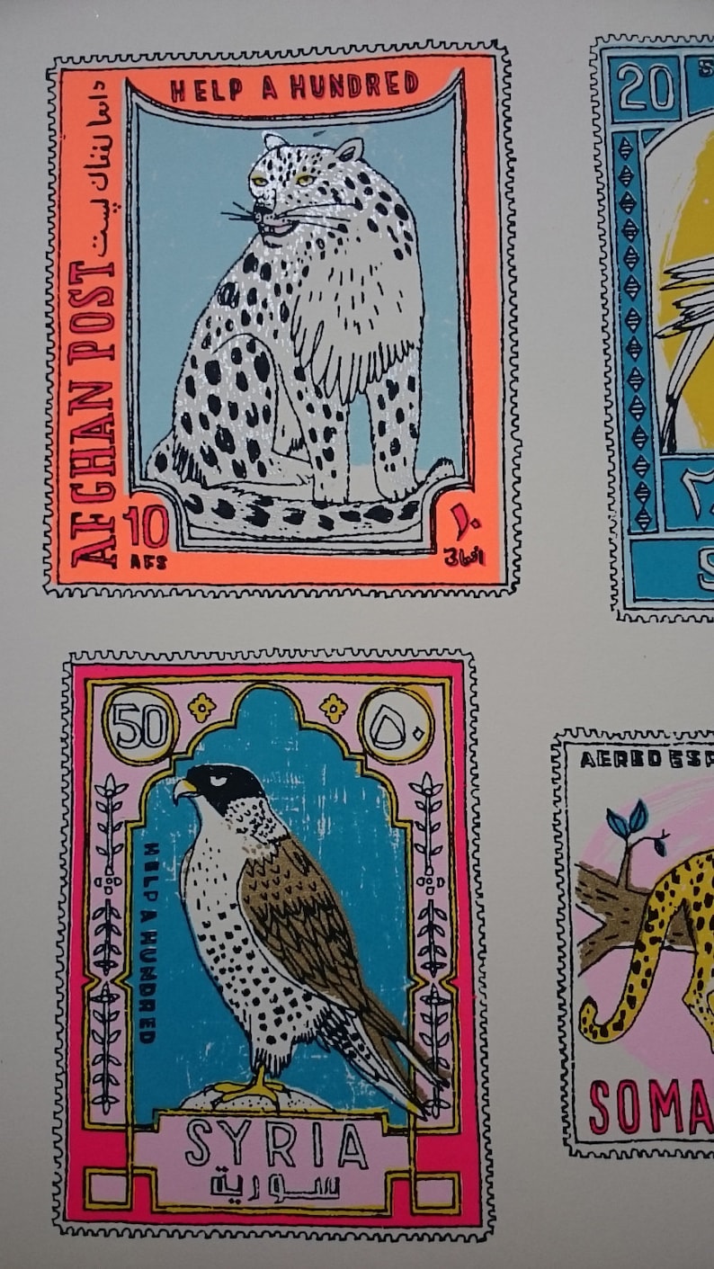 Animal Stamps Screen Print National Birds and Beasts - Etsy