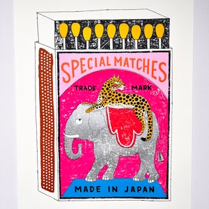 Elephant and Leopard Matchbox - "taken for an Extra Long Ride" - Etsy