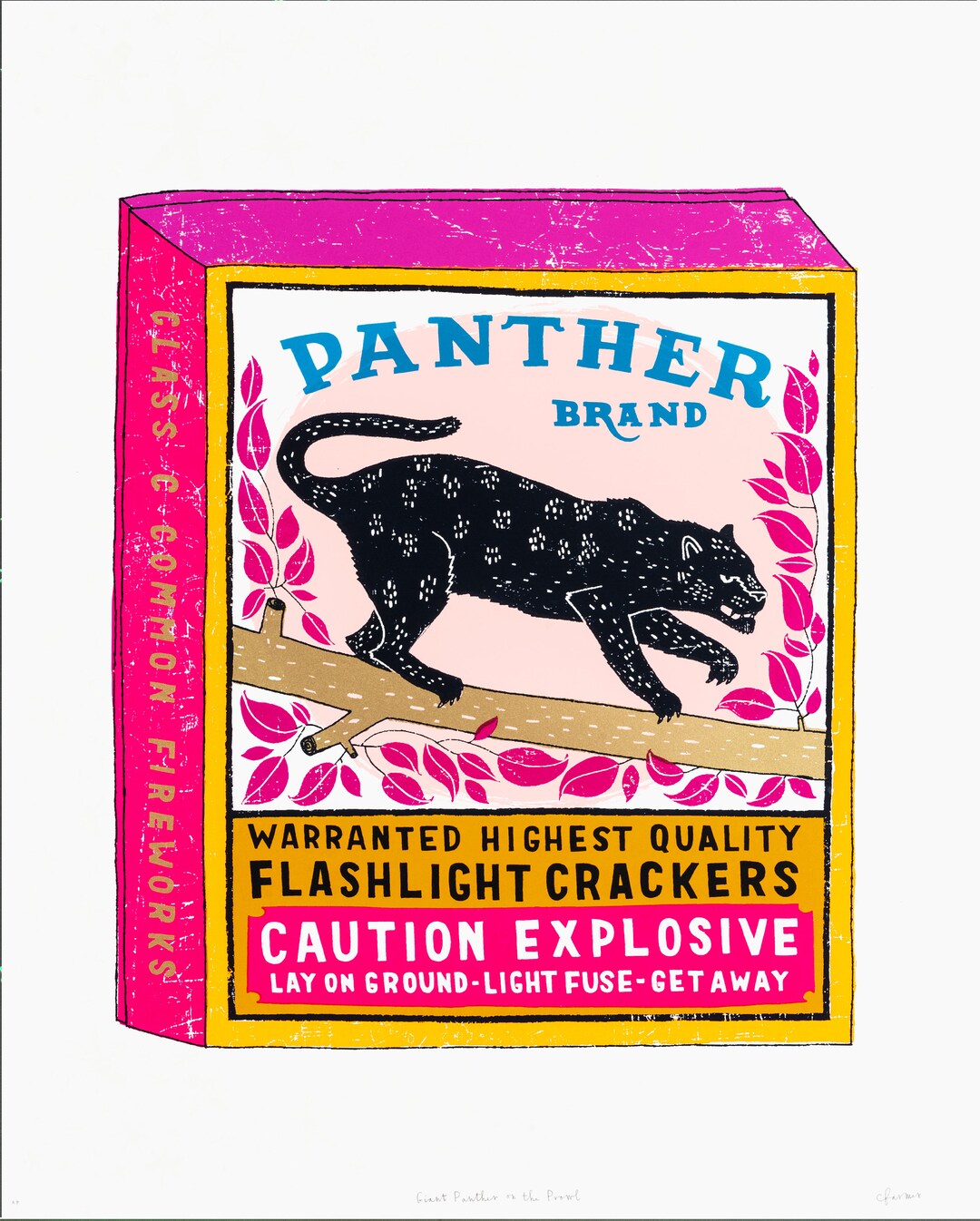 Panther Firecracker Screen Print - Giant Panther on the Prowl - Etsy