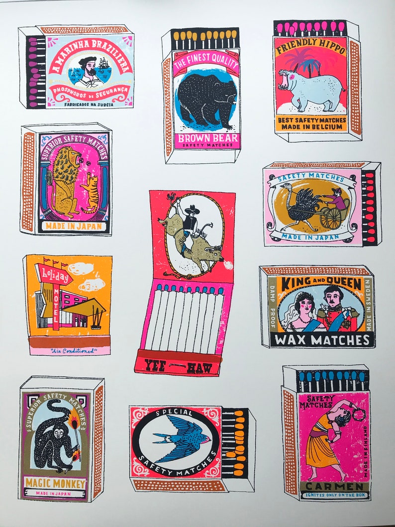 Vintage Matchbox Collection Screen Print Very Superior | Etsy