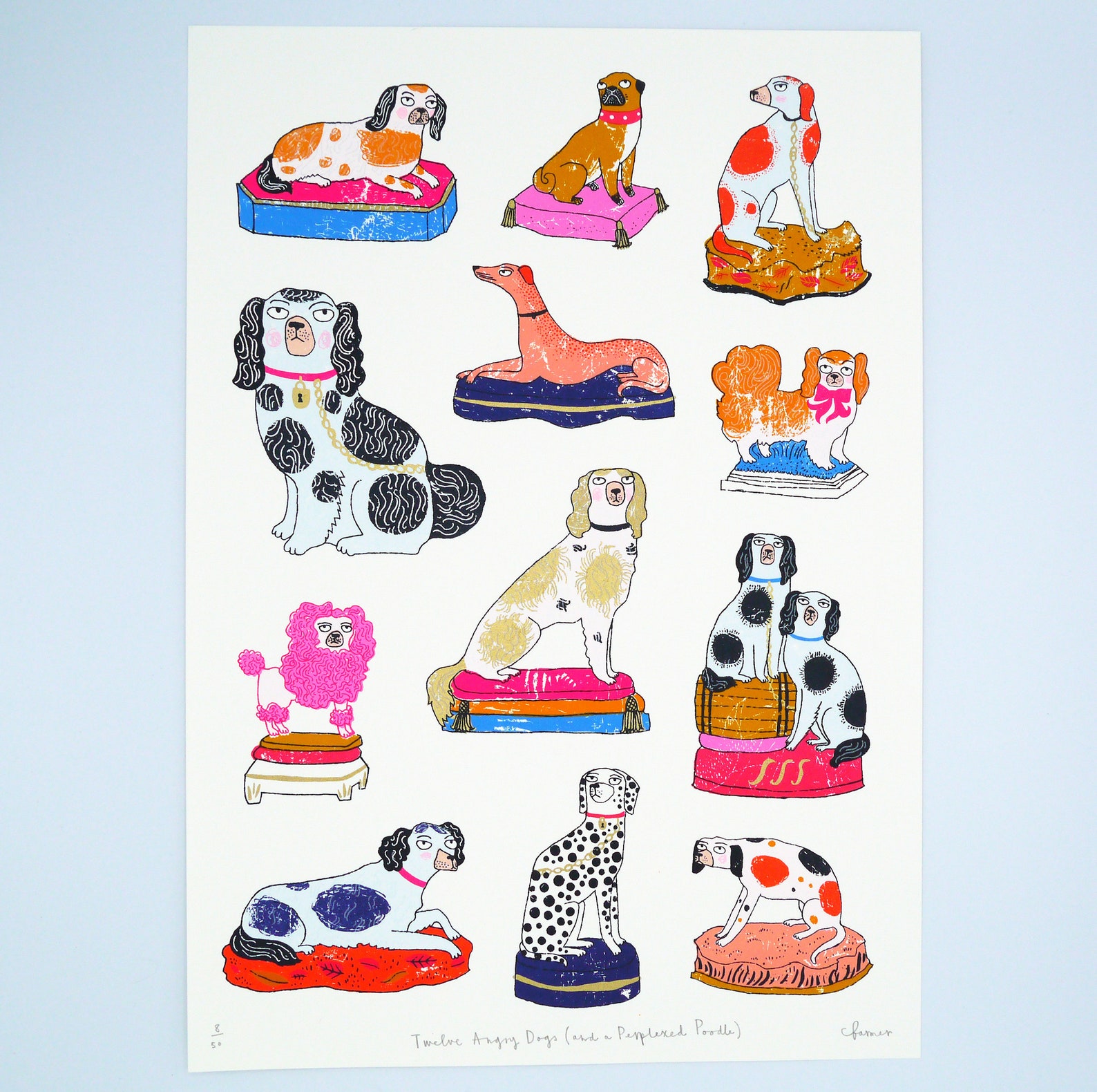 Staffordshire Pottery Dogs Screen Print - 'twelve Angry Dogs and a ...