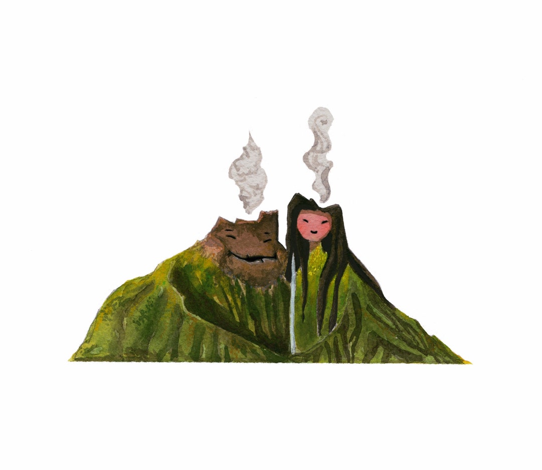 Volcano Love Print From Watercolor - Etsy