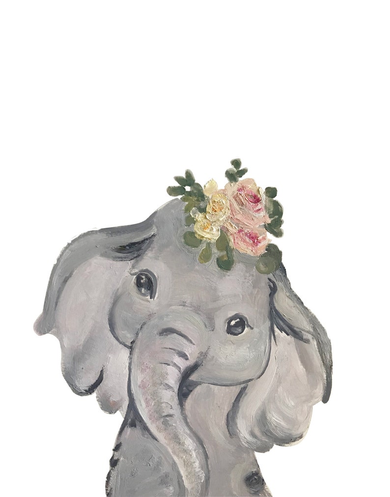 Gray Baby Elephant Baby Shower Print 11x14in on Archival Linen Paper - Etsy