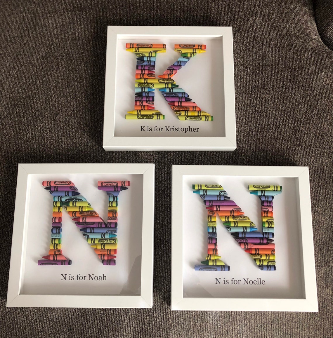 Crayon Initial in a Shadow Box - Etsy