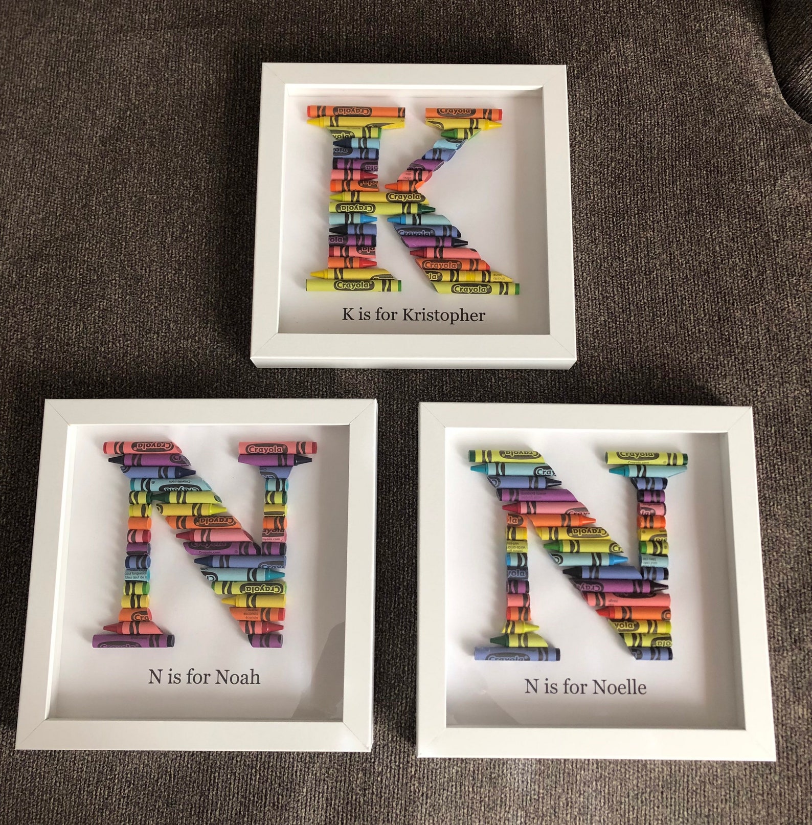 Crayon Initial in a Shadow Box - Etsy