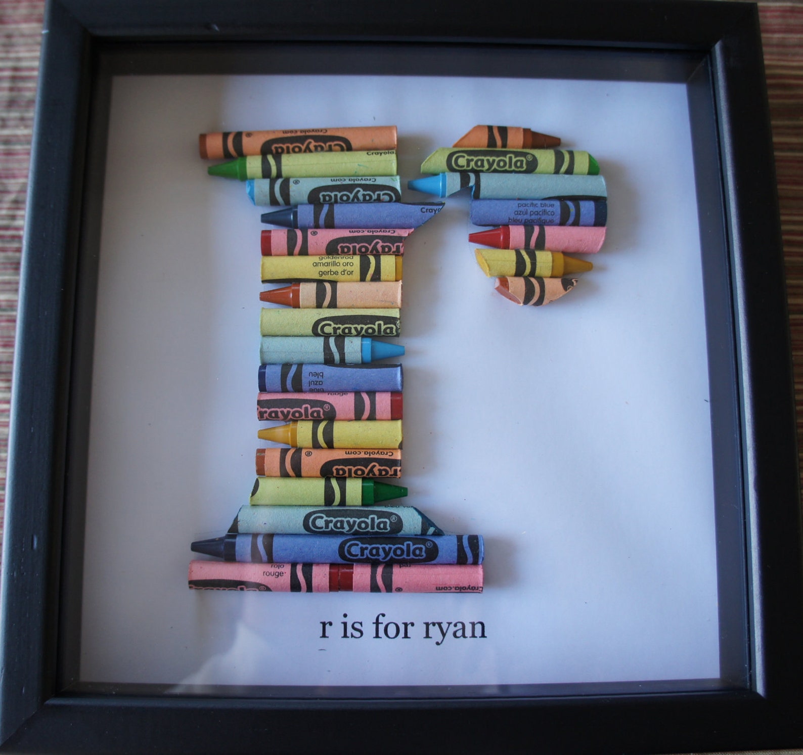 Crayon Initial in a Shadow Box - Etsy