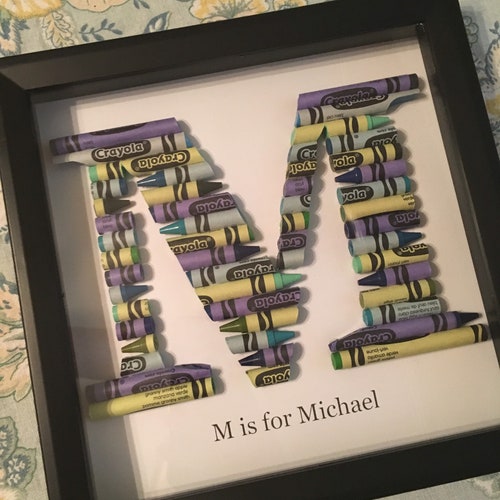Crayon Initial in a Shadow Box - Etsy