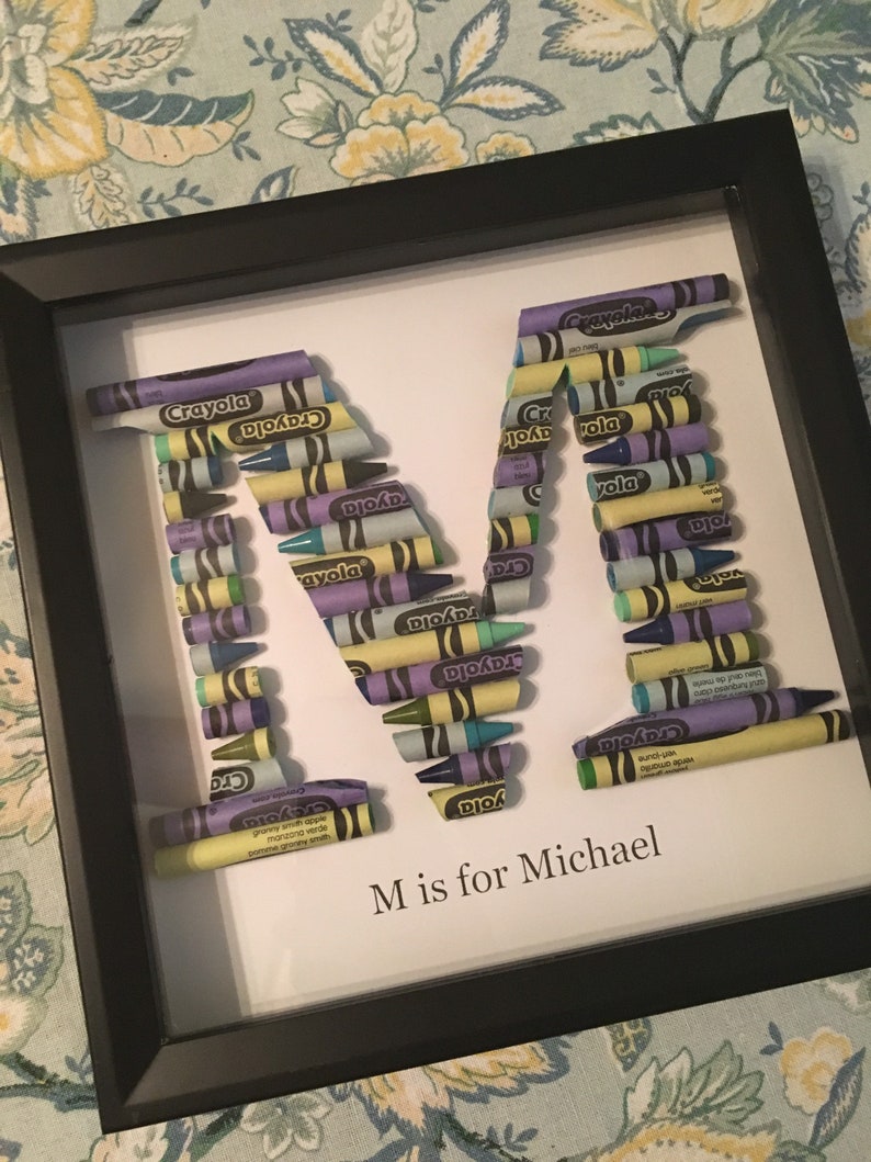 Crayon Initial in a Shadow Box - Etsy