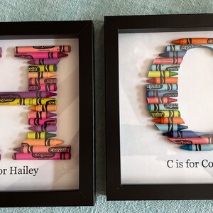 Crayon Initial in a Shadow Box - Etsy