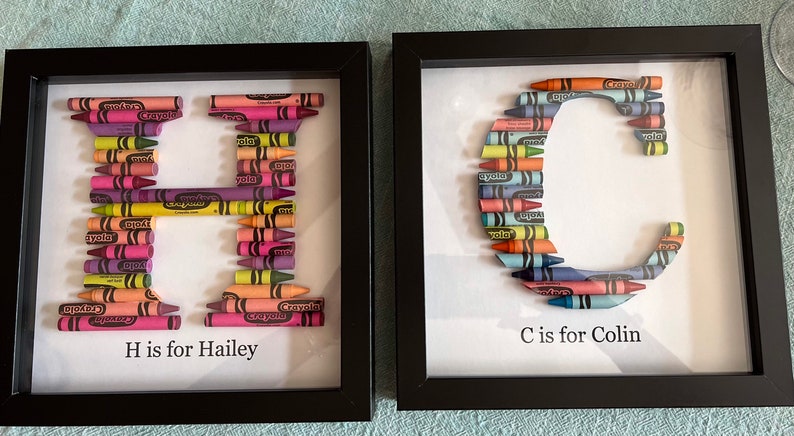 Crayon Initial in a Shadow Box - Etsy