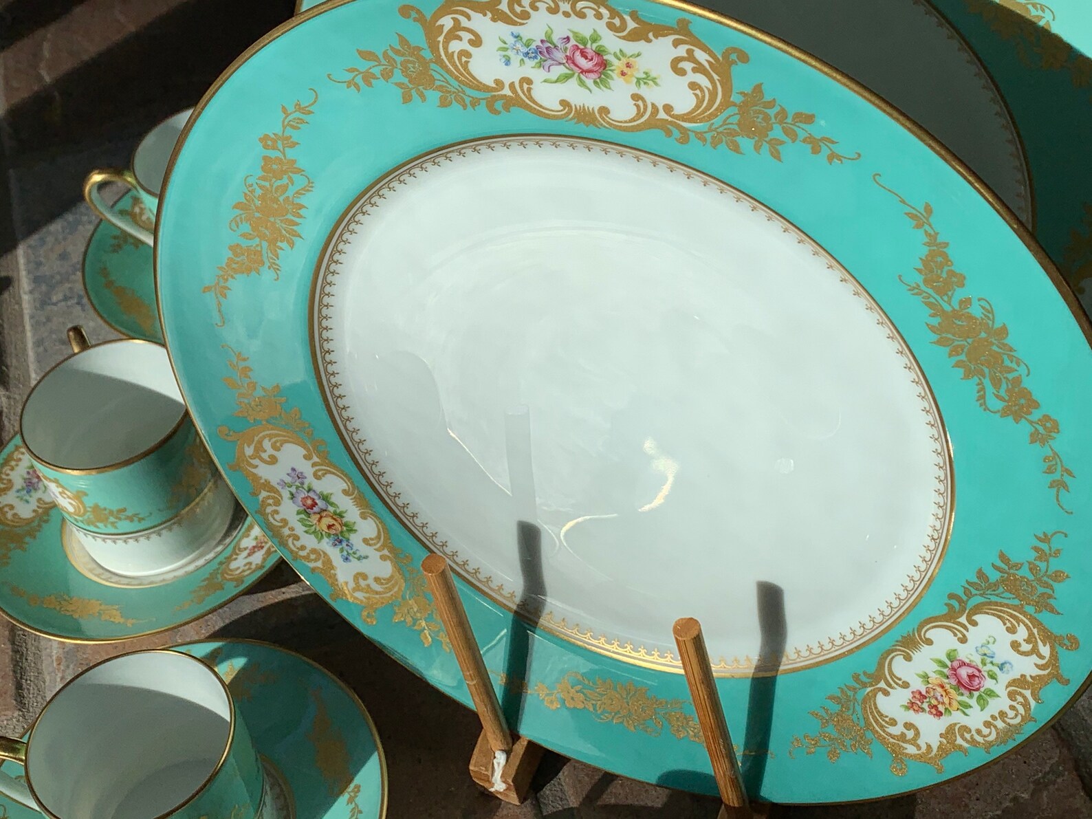 24pc French Limoges Aqua Dinnerware Set W Dinner - Etsy