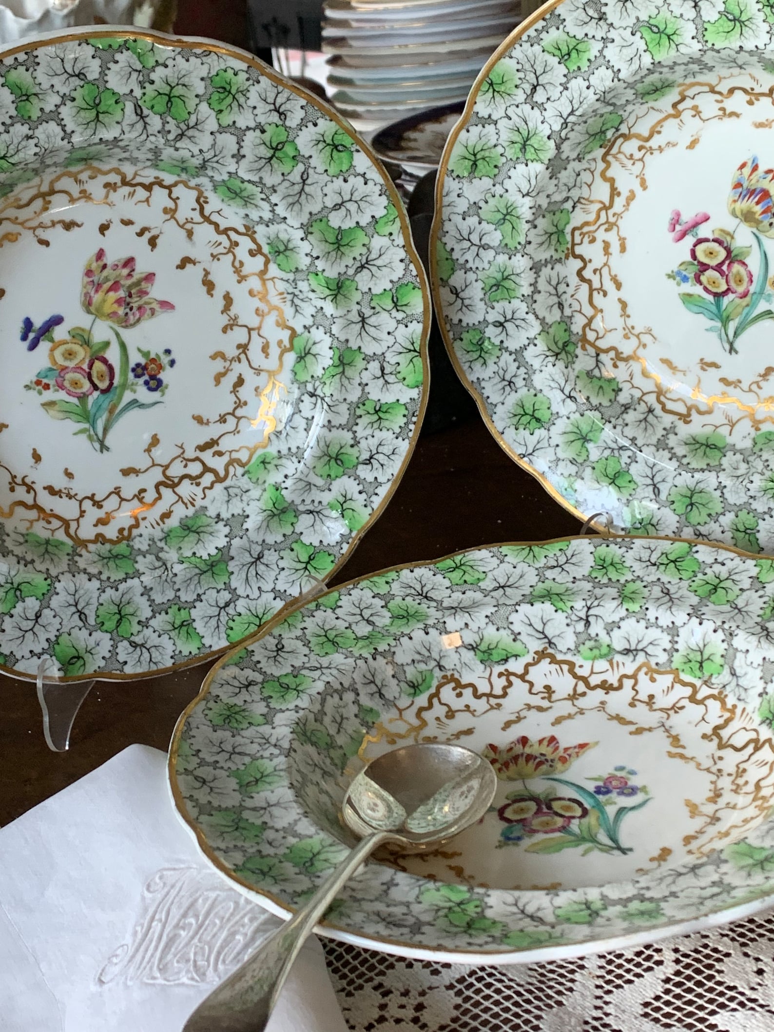 3 Rare Antique Grainger Worcester Soup Plates With Elaborate - Etsy