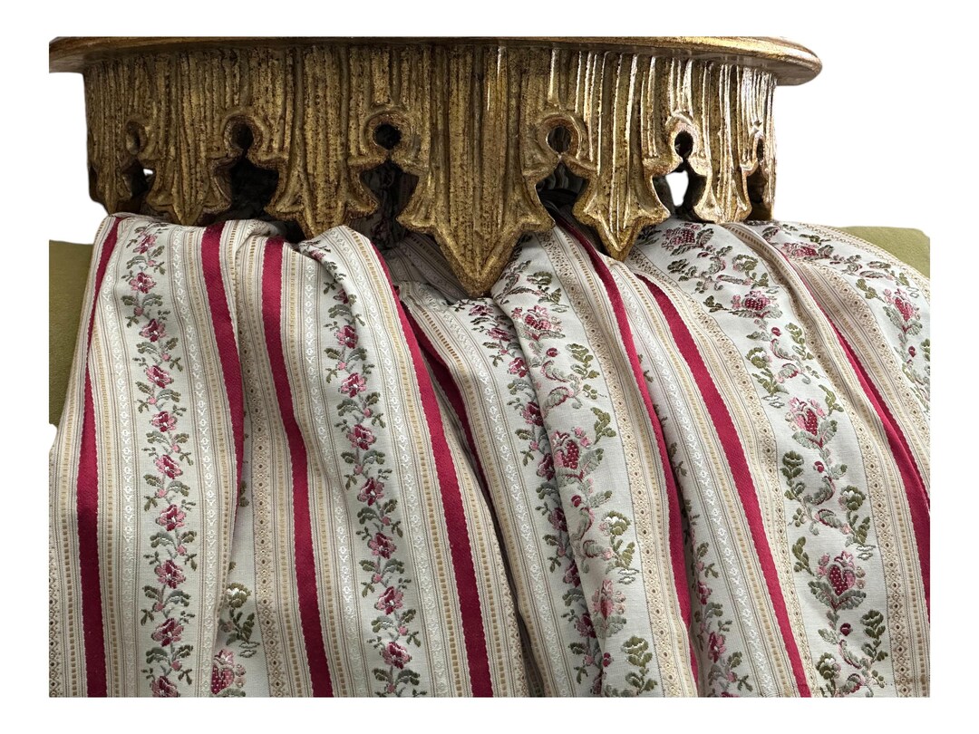 Vintage French Drapery Panels With Smocked Heading and Red Velvet ...