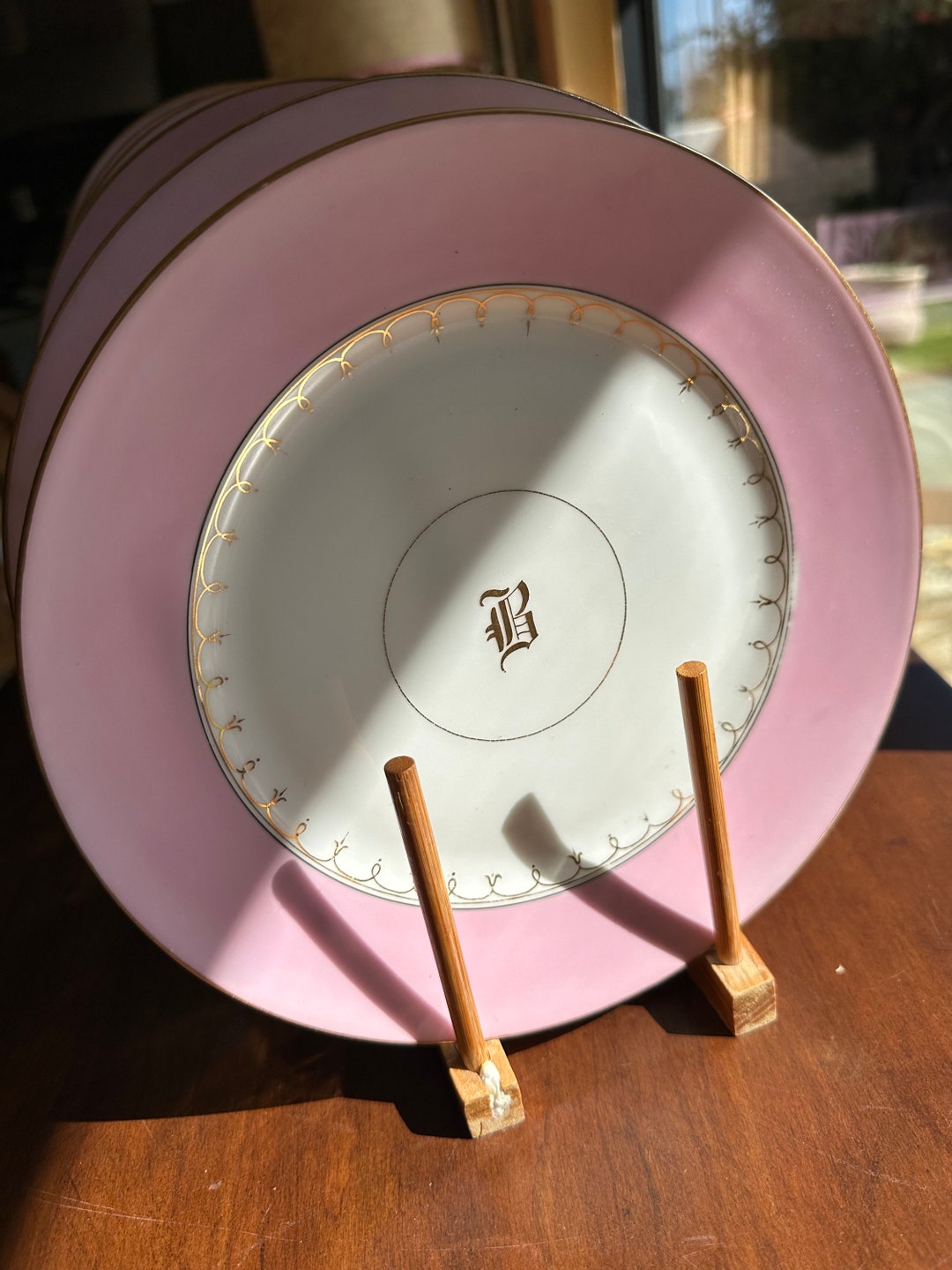 10 Antique Old Paris Monogrammed Dessert Plates W Soft Pink - Etsy