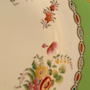 12 Antique Spode Dinner Plates W Spring Green Border, Hand Painted ...