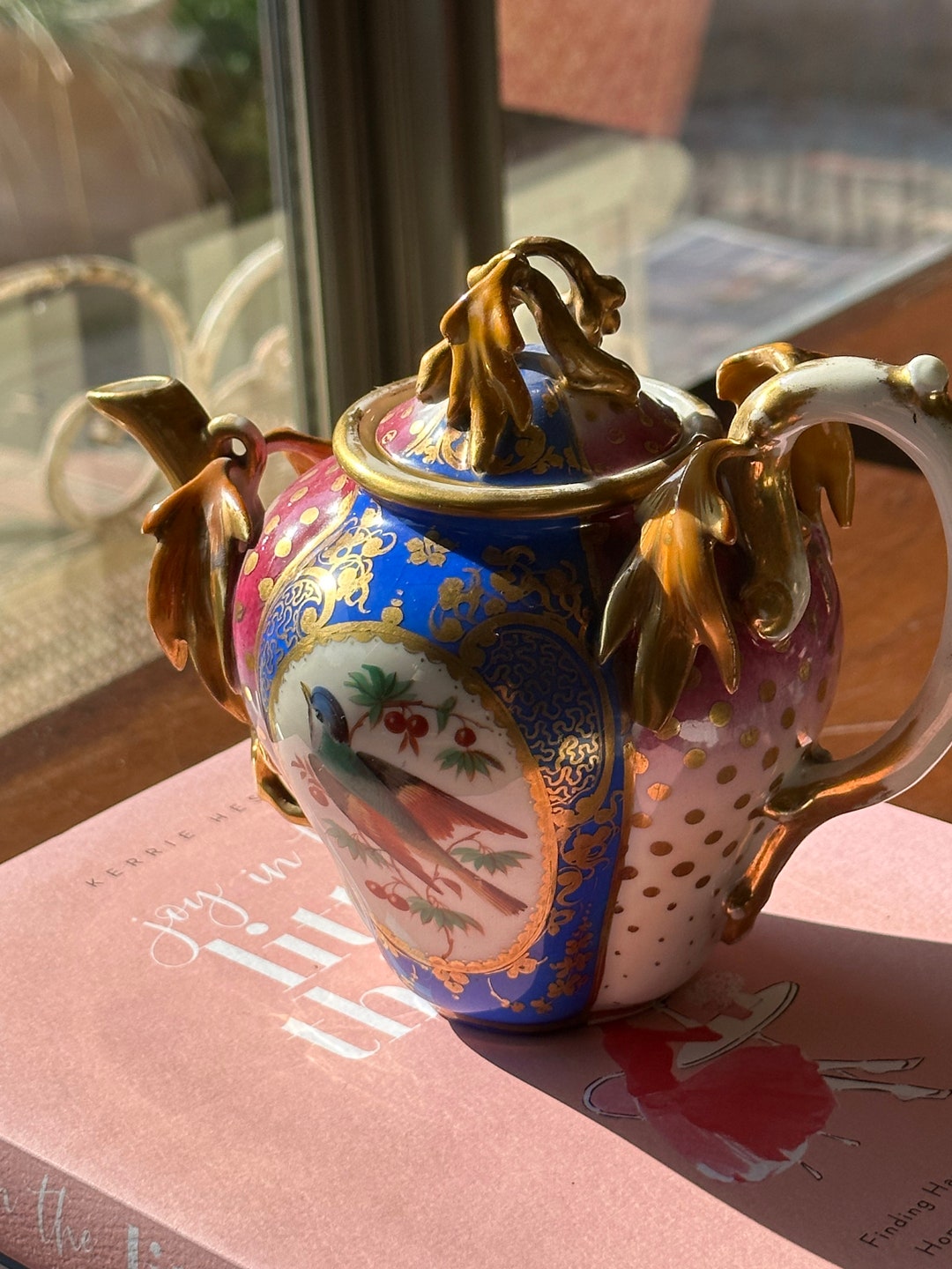 Rare Unusual Antique Old Paris Teapot W Hand Painted Birds Fruit ...