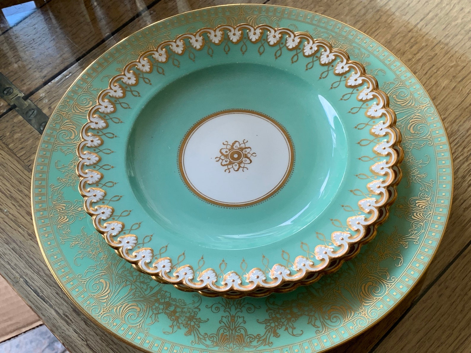 4Pc English Dinner Plate Set Mint Green Border Two Plates Etsy 4pc-english-dinner-plate-set-mint-green-border-two-plates-etsy