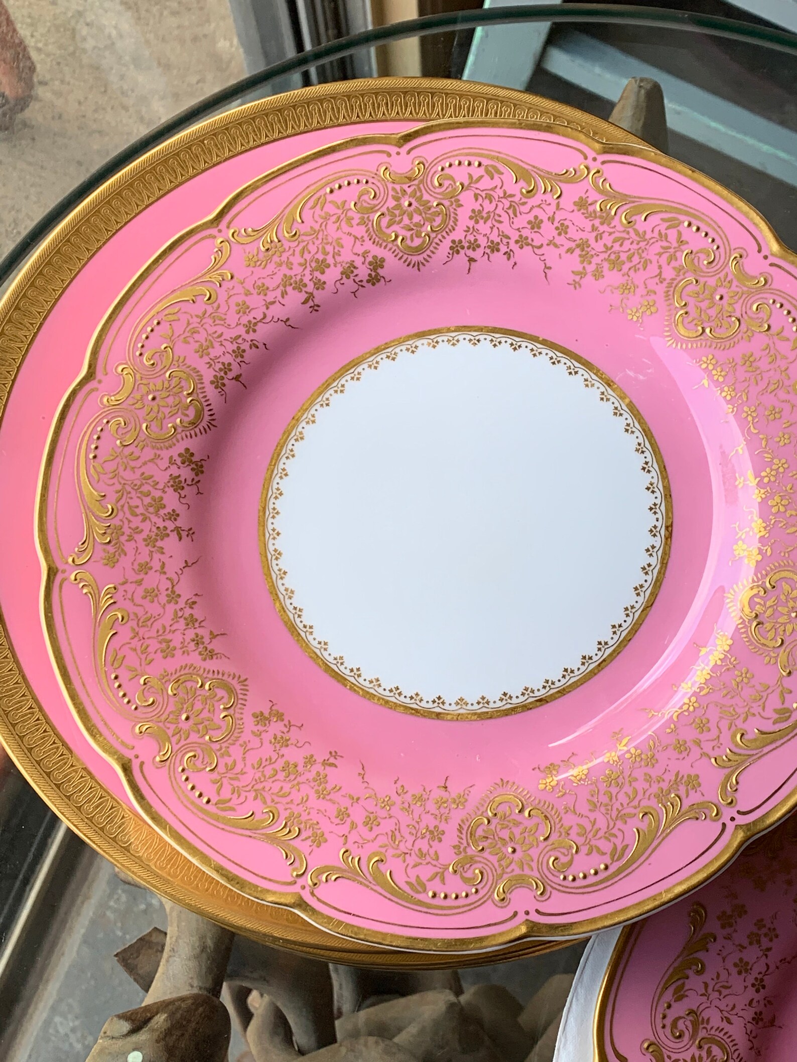 4 Rare Antique Pompadour Pink Royal Worcester Plates W - Etsy