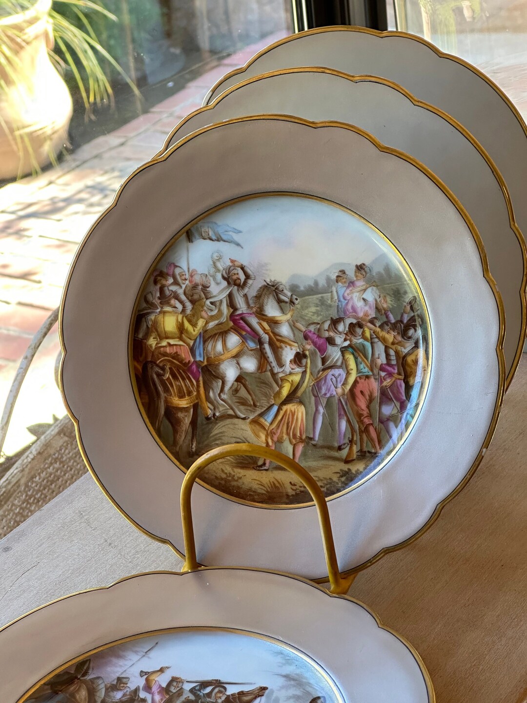 4 Old Paris Plates W Metallic Platinum Border Hand Painted - Etsy Sweden