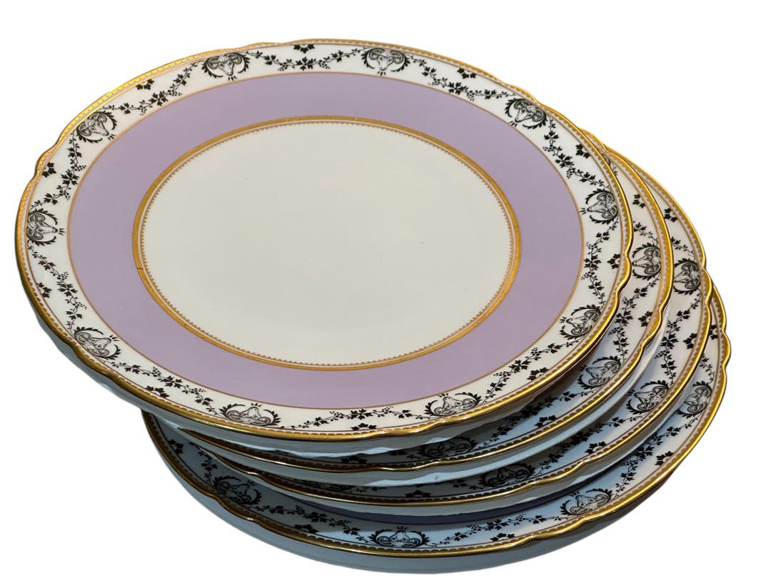 1902 Antique Spode Copelands China Dessert Plates With Lavender Border ...