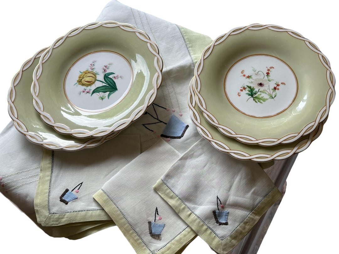 Antique Minton Botanical Plates: Heirloom China With Gilded Basketweave ...