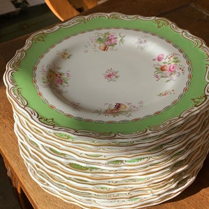 12 Antique Spode Dinner Plates W Spring Green Border Hand - Etsy