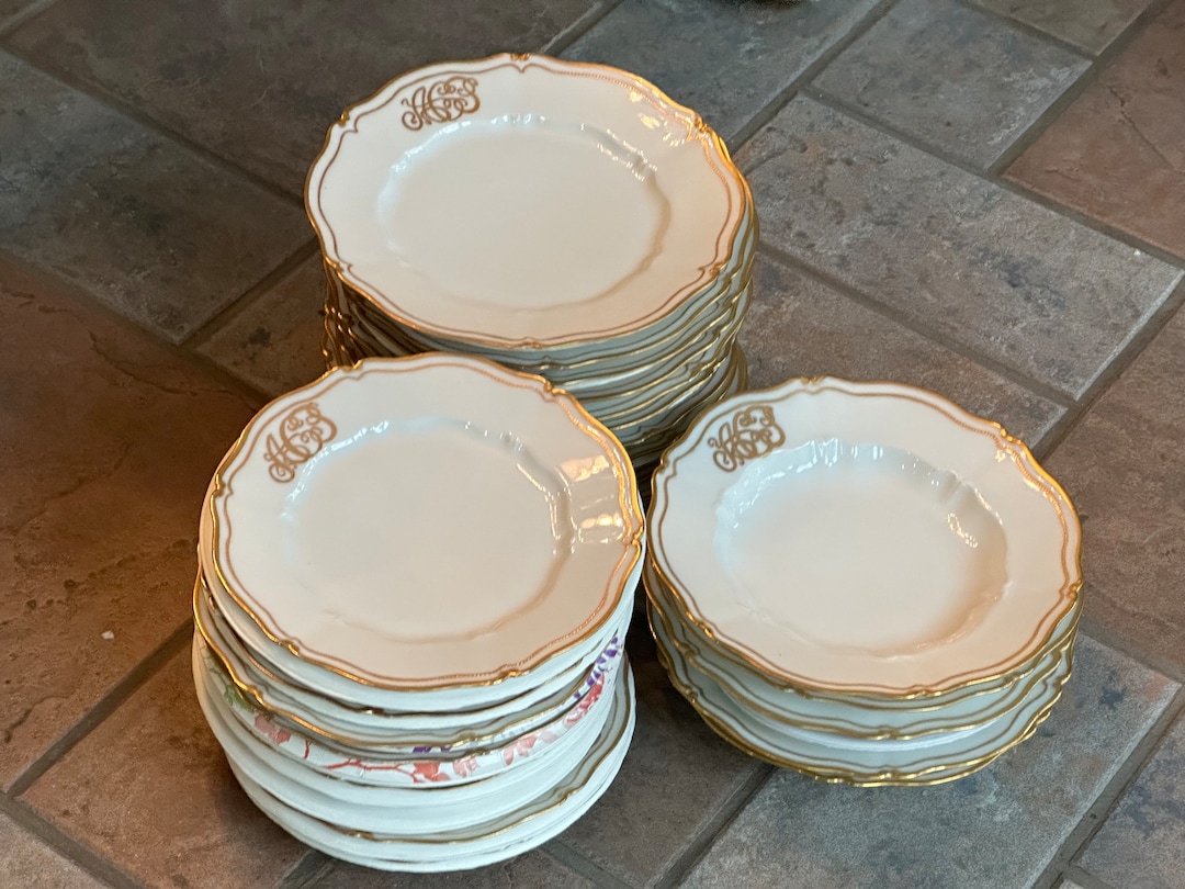 23-piece Antique French Monogrammed Wedding China Set With Gold ...