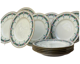 22pc Antique Pink Minton Dinnerware Set W Raised Encrusted Gilded Rims ...