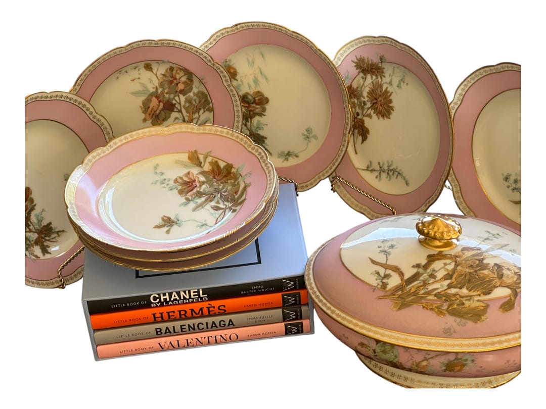 Antique French Pink China Set for 8 With Florals and Gilded Details - Etsy