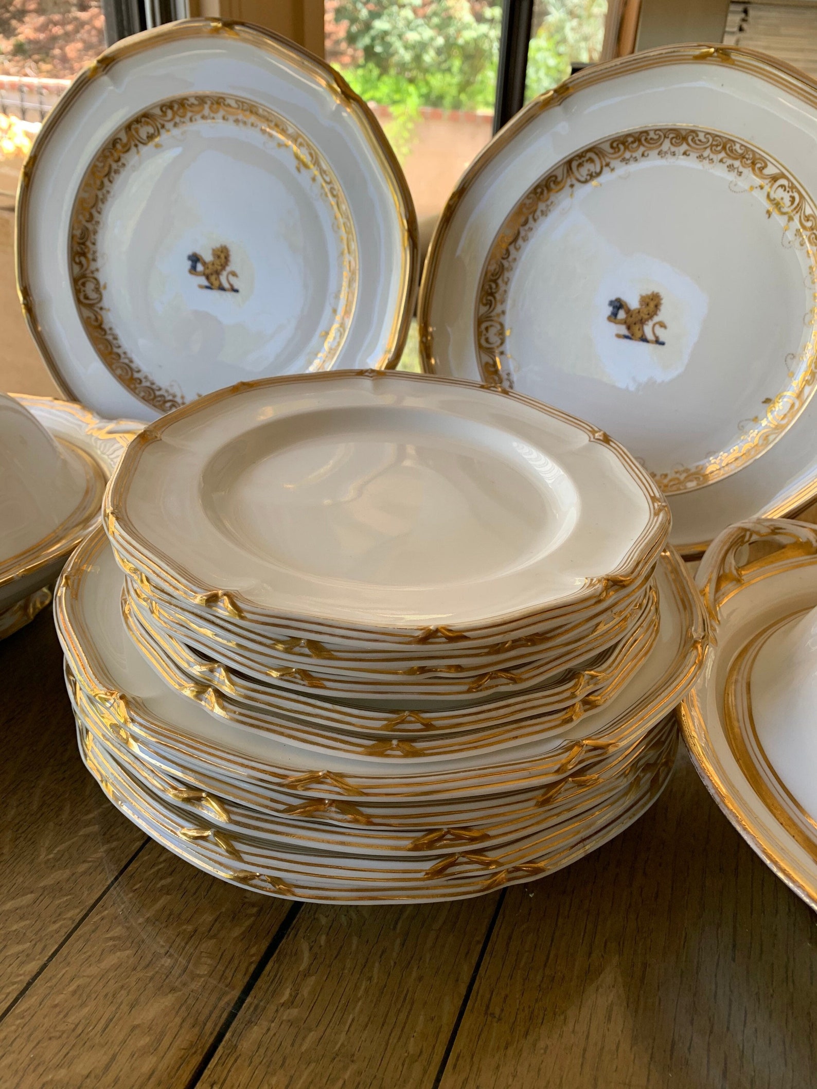 Davenport China Dinnerware Set: Louis XVI Gold Ribbon Design (1870-1886 ...