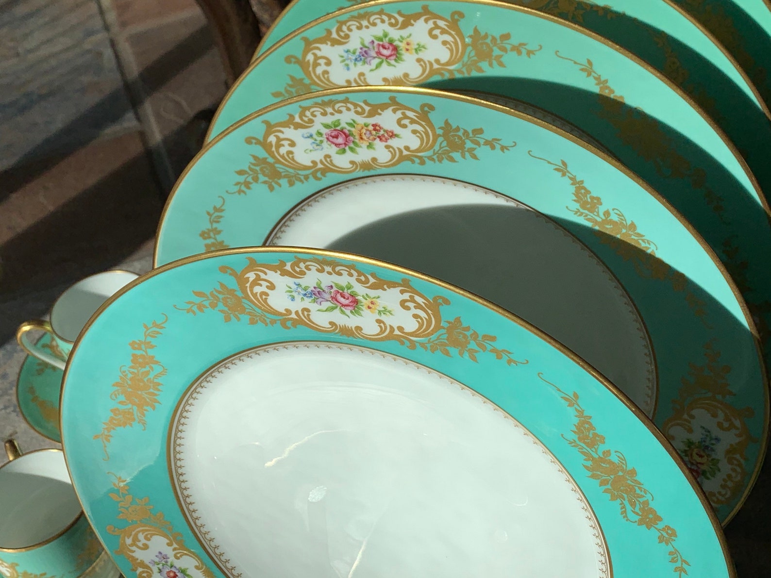 24pc French Limoges Aqua Dinnerware Set W Dinner - Etsy
