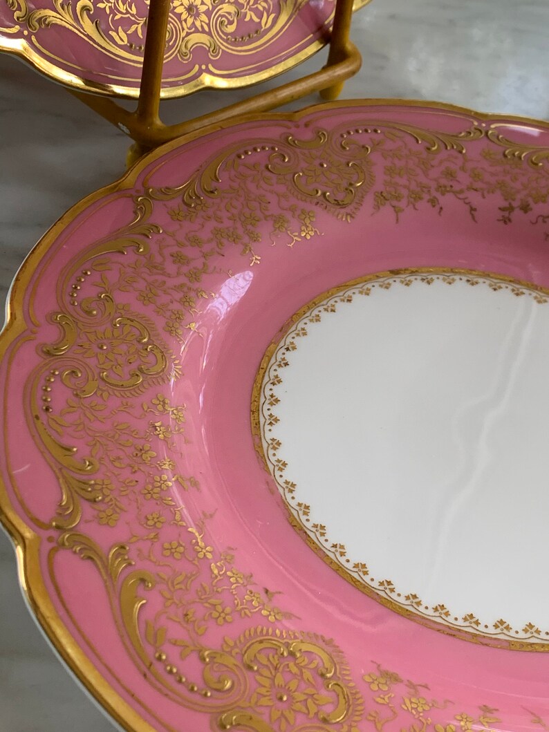 4 Rare Antique Pompadour Pink Royal Worcester Plates W - Etsy