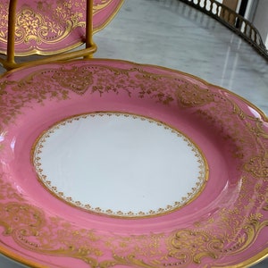 4 Rare Antique Pompadour Pink Royal Worcester Plates W - Etsy
