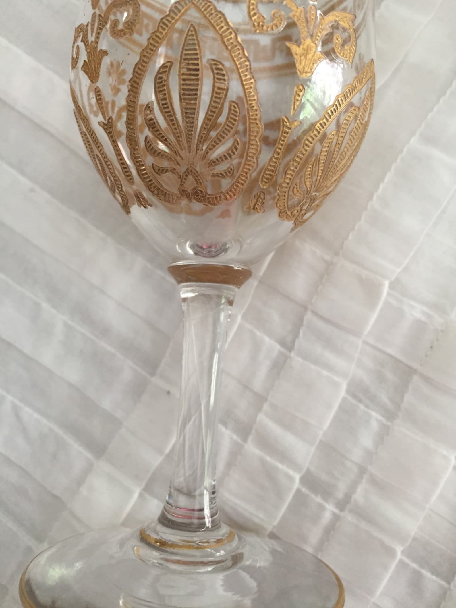 8pc Antique French Saint Louis Crystal Stemware With Gold Engraving ...