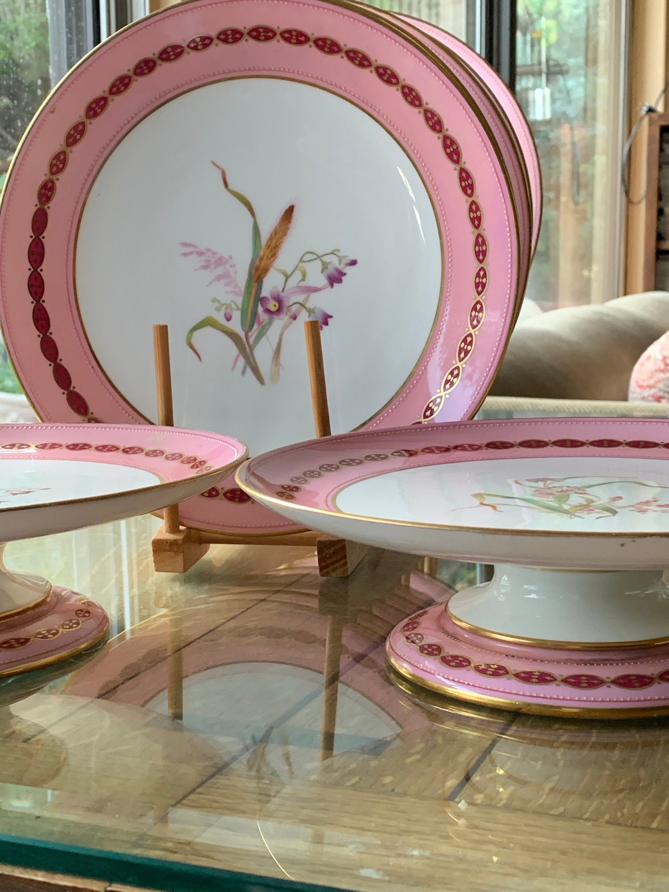 Cake Stands Home & Living Antique Pink Minton Botanical Dessert Set w ...