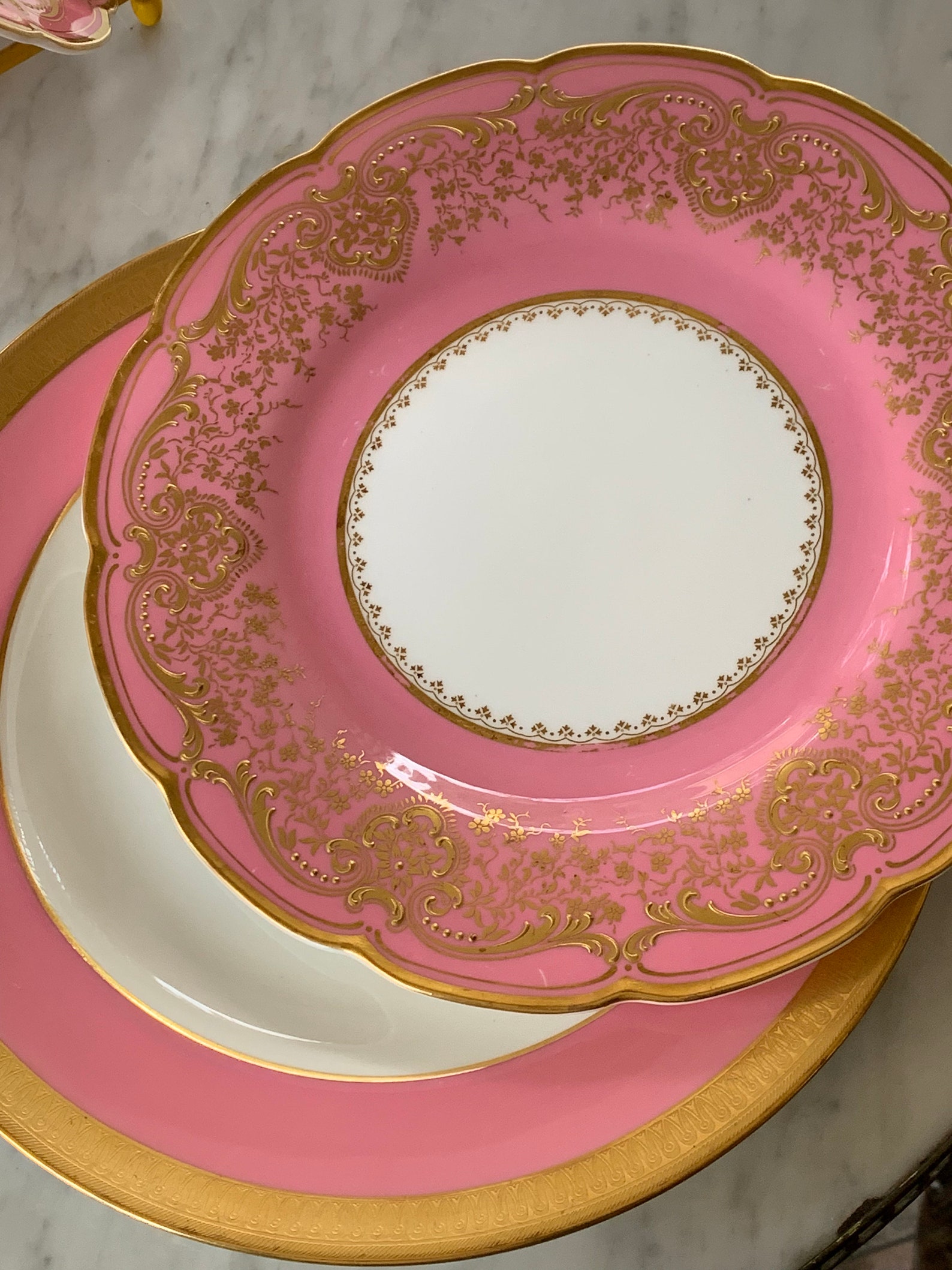 4 Rare Antique Pompadour Pink Royal Worcester Plates W - Etsy