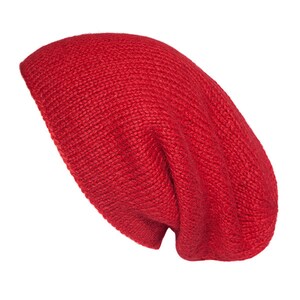 Red Slouchy Beanie Hat, 100% Alpaca, Hand Knitted, Scarlet Wool Slouch ...