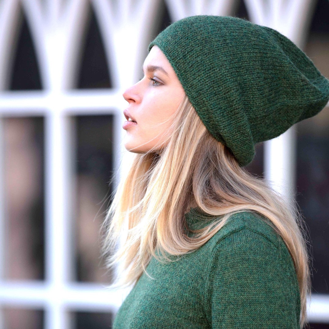 Slouchy Beanie Hat, Alpaca Wool, Baggy Knit Toque, Mamacha, Knitted ...