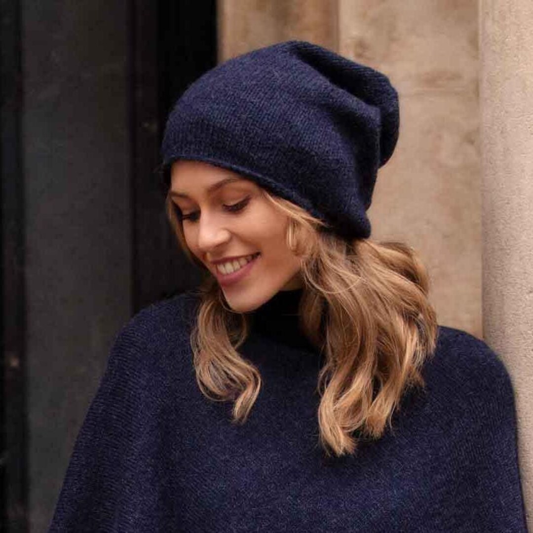 Slouch Beanie Hat Hand Knitted, 100% Alpaca Wool Toque, Winter Alpaca ...