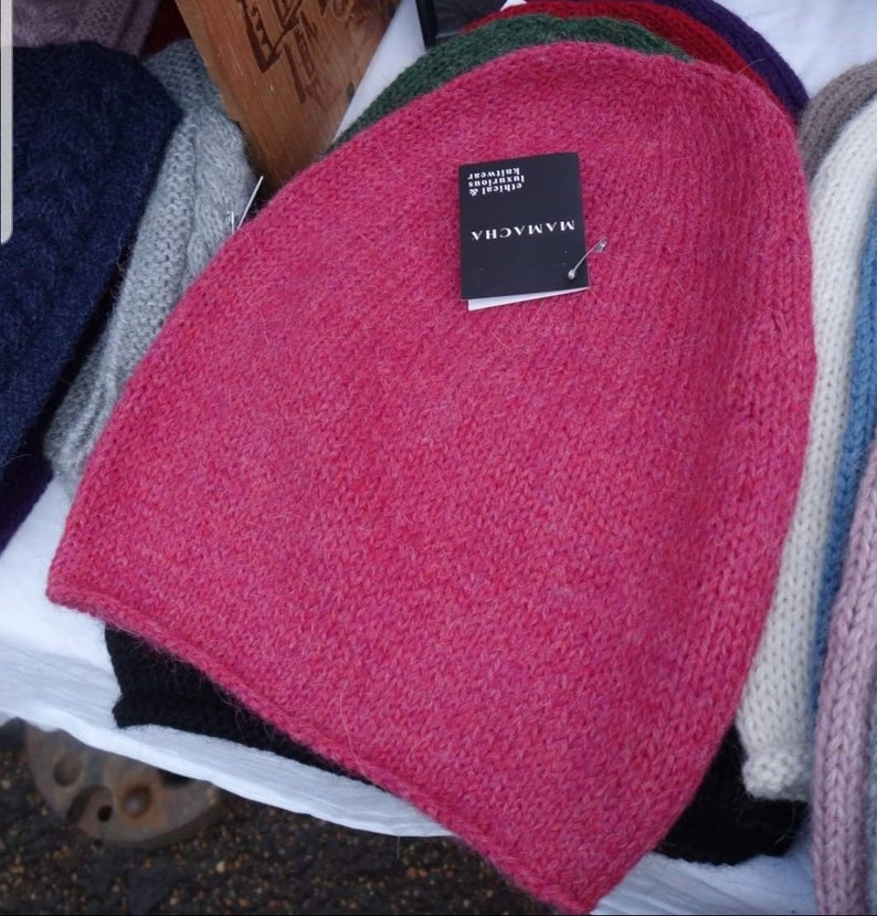 100% Alpaca Slouchy Beanie Hat Blue Alpaca Baggy Knit Toque | Etsy