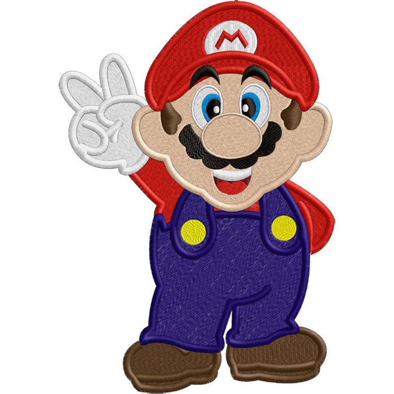 Red Plumber 2 Video Game Character Applique OR Embroidery - Etsy