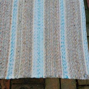Vintage Country Cottage Core Granny Rag Rug Blue and Gray Stripes 26 X ...