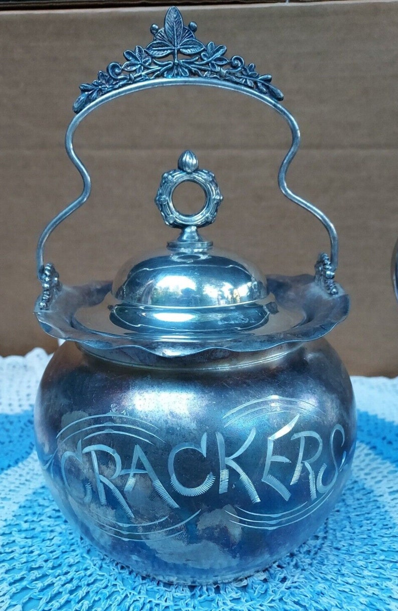 Vintage German Silver Crackers Canister & Silverplate Reliance Tea ...