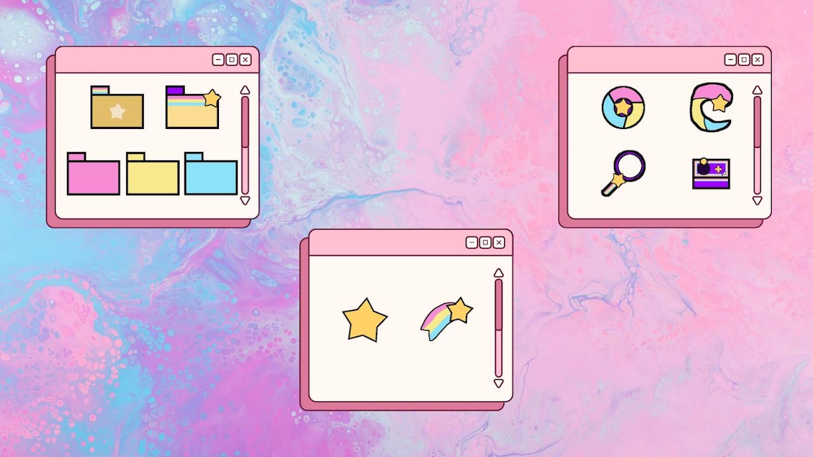 Desktop Icons · Folder Icons Cute Kawaii · Star Icon Pack (bundle ...