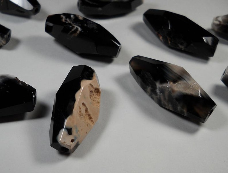 Mocha Agate Faceted Druzy Oval Tube Beads 33mm to 40mm | Etsy