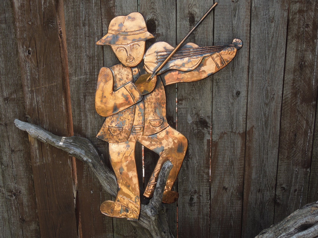 ON SALE!! Large Kilteel Coppercraft Fiddle Player Wall Hanging, Signed ...